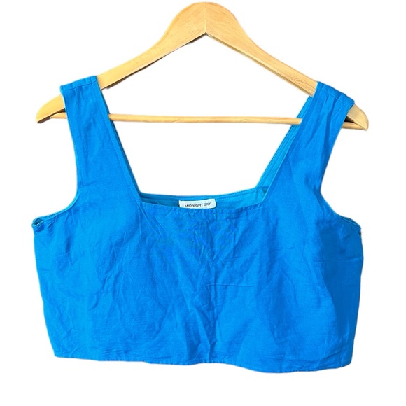 Love Notes | Tops | Nwt Love Notes Royal Blue Linen Blend Crop Top ...
